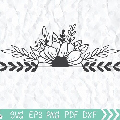 Floral swag svg Text divider svg Half wreath monogram svg Simple flower ...
