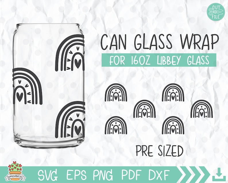 Rainbow Can Glass Svg Rainbow Print Libbey 16oz Can Glass - Etsy