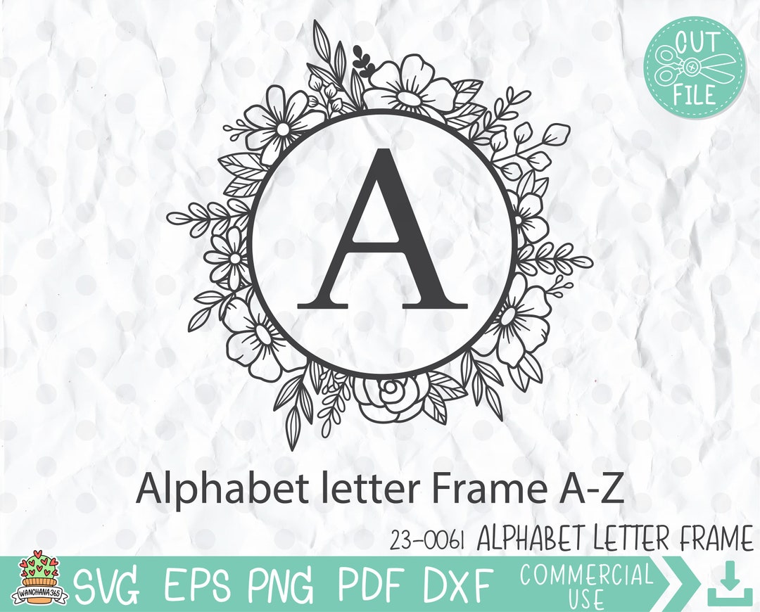 Floral Letter Frame Svg, Floral Frame Svg, Floral Wedding Svg, Floral ...