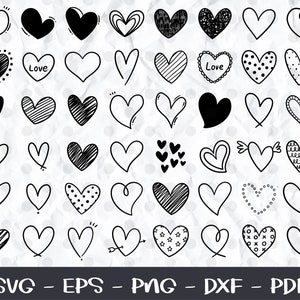 60 Doodle Heart Svg Sketch Heart Svg Hand Drawn Heart Svg - Etsy