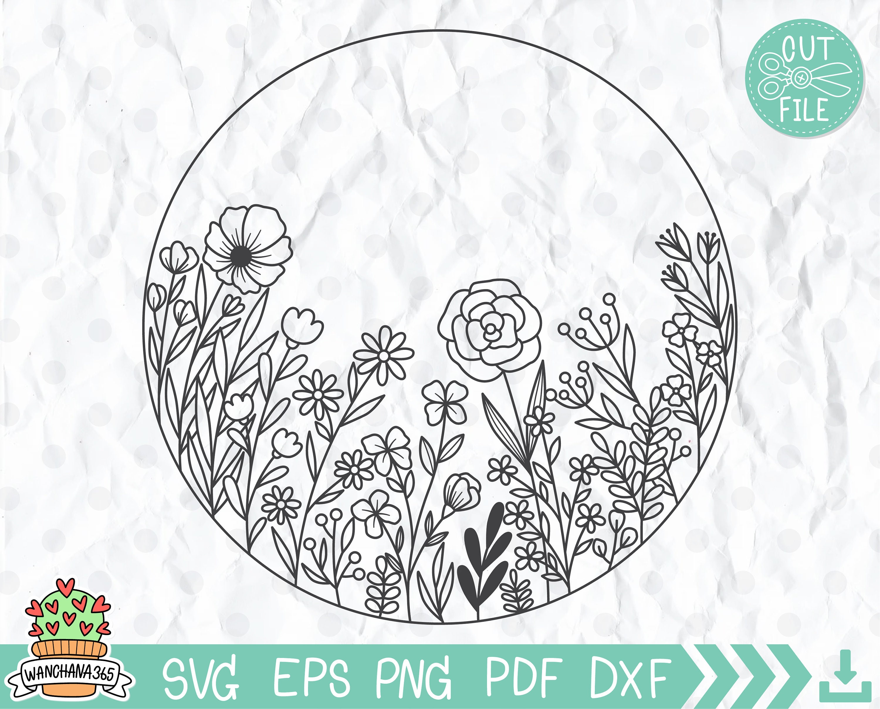 Wildflower Svg Hand Drawn Flowers and Leaf Wildflowers | Etsy