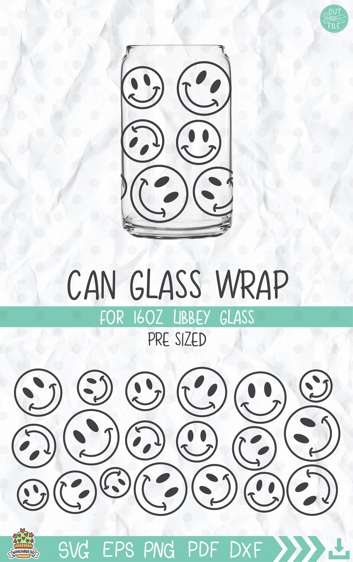 Smile Face Libbey Glass Can Wrap Retro Smiley Face Libbey - Etsy