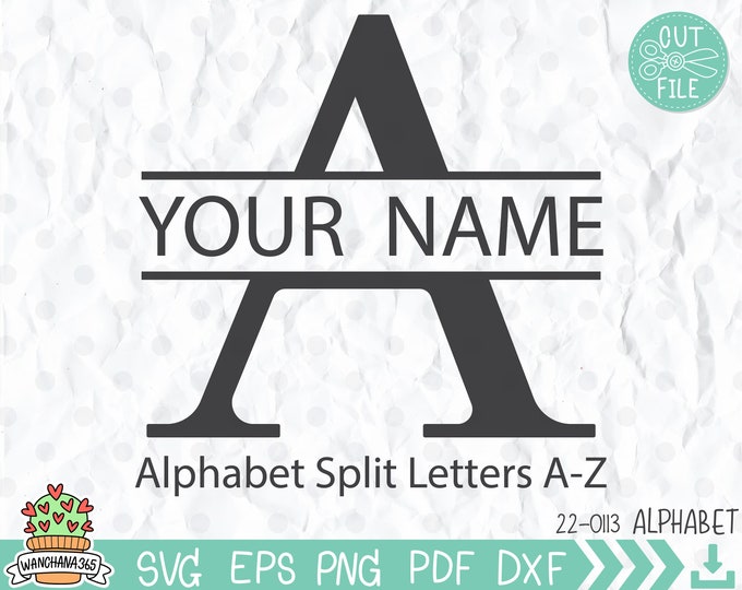 Uppercase T Letter Split Monogram Svg, Alphabet Split Name Frame, Split ...