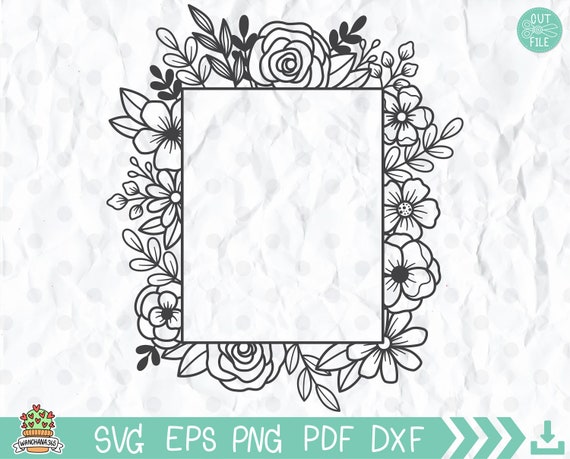 Floral Frame SVG Floral Frame Cut File Rectangle Flower - Etsy