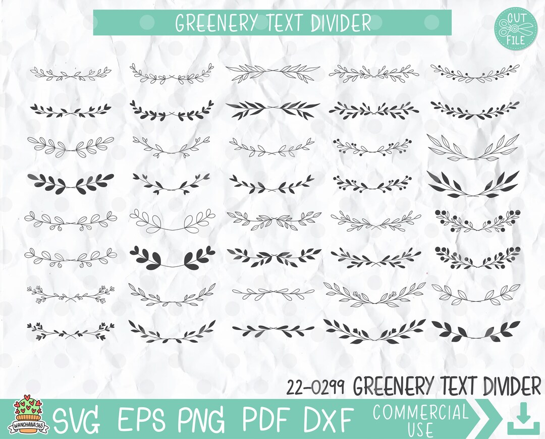 Greenery Text Divider Svg Bundle, Botanical Border Svg, Hand Drawn ...