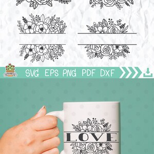 Floral Split SVG Floral Split Letter Svg Floral Monogram Border Svg ...