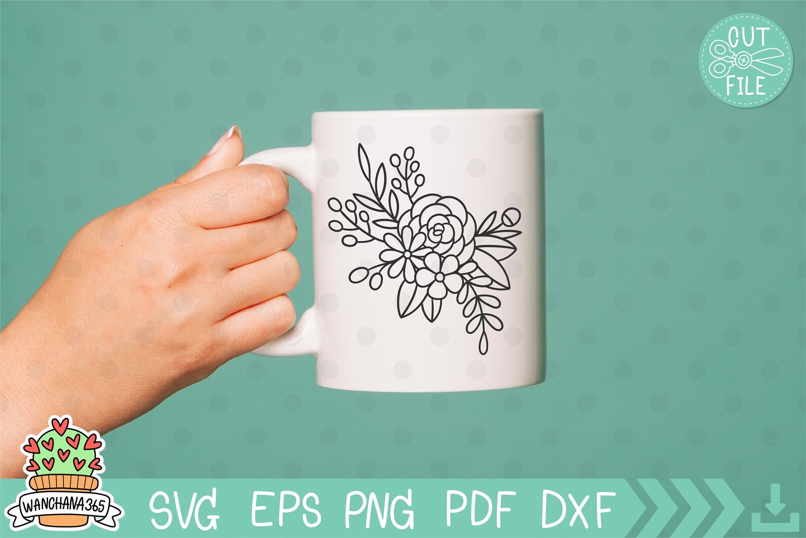 Hand Drawn Flowers Bundle Svg Floral Frame Svg Rose Bouquet - Etsy