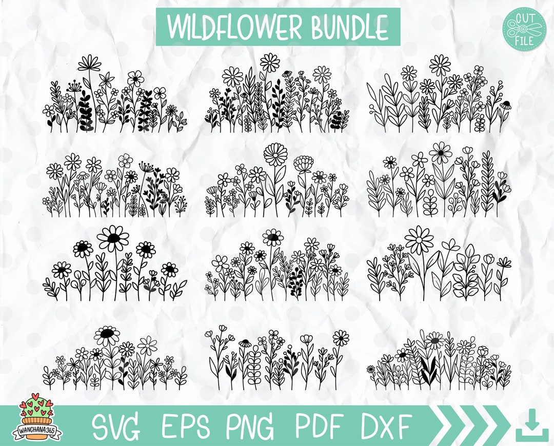 Wildflower Svg Bundle Minimalist Flower Bouquet, Nature Svg, Floral ...