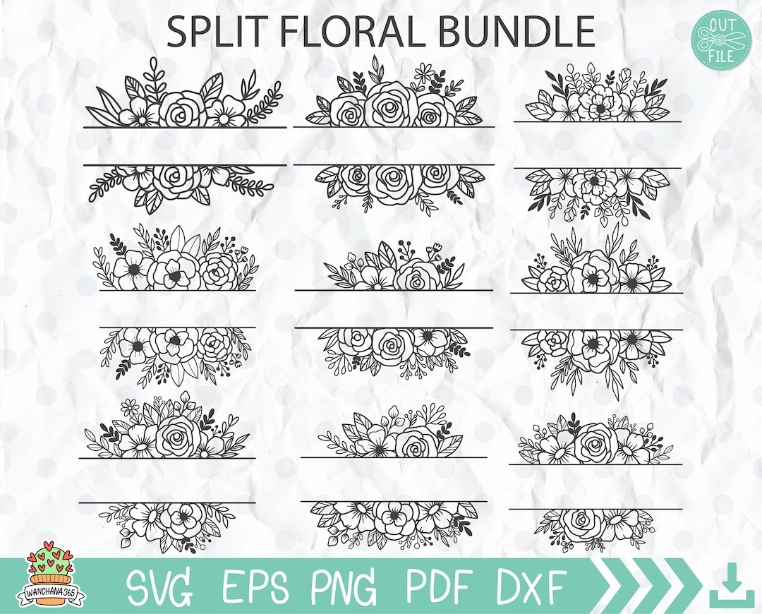 Floral Split Letter SVG: Wedding Monogram Frame (digital Download) - Etsy