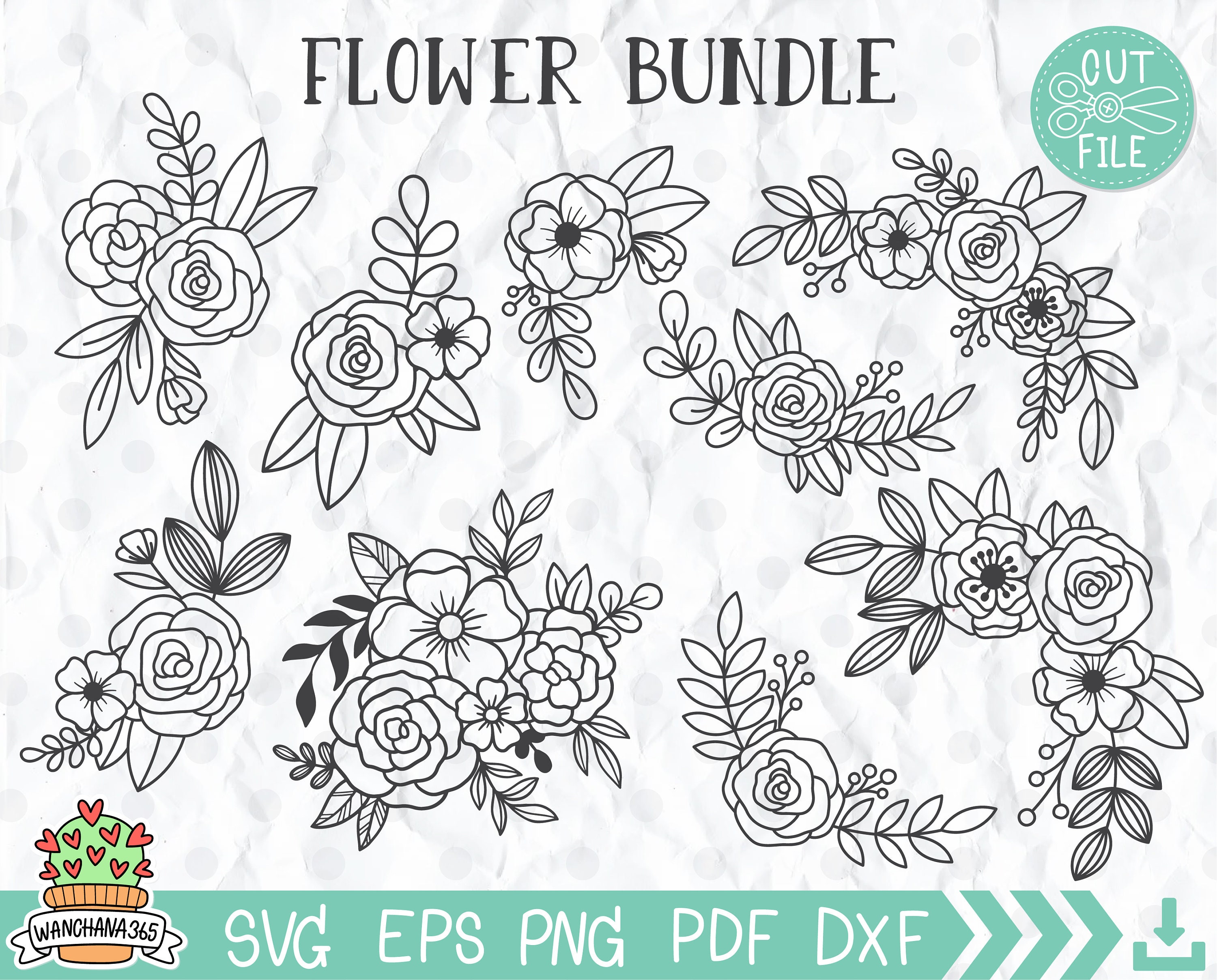Flower SVG Floral Svg Flower Bouquet Svg Wedding Border - Etsy Canada