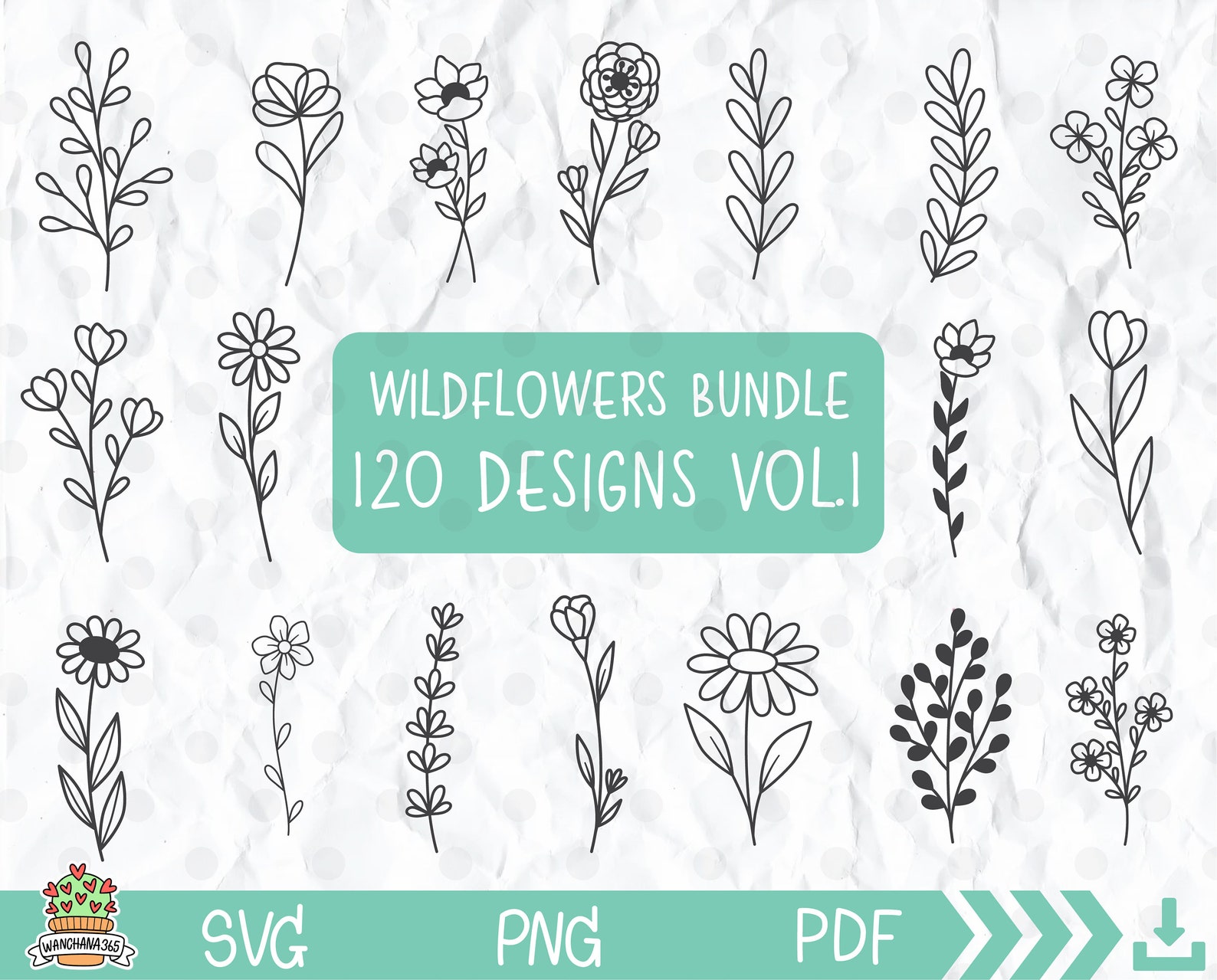 120 Wildflower Svg Bundle Flower Bouquets Svg Botanical - Etsy
