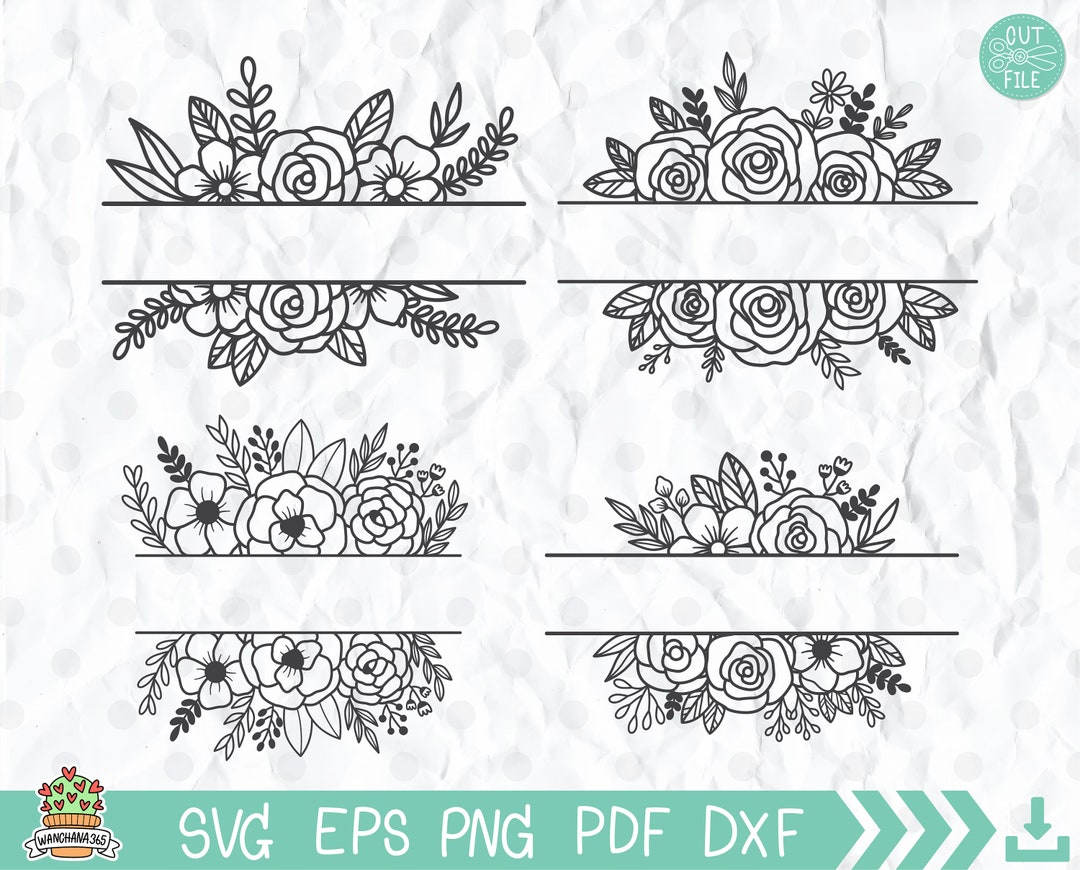Floral Split SVG Floral Split Letter Svg Floral Monogram Border Svg ...