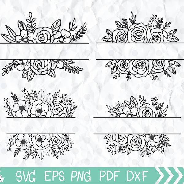Floral Border Split Svg - Etsy