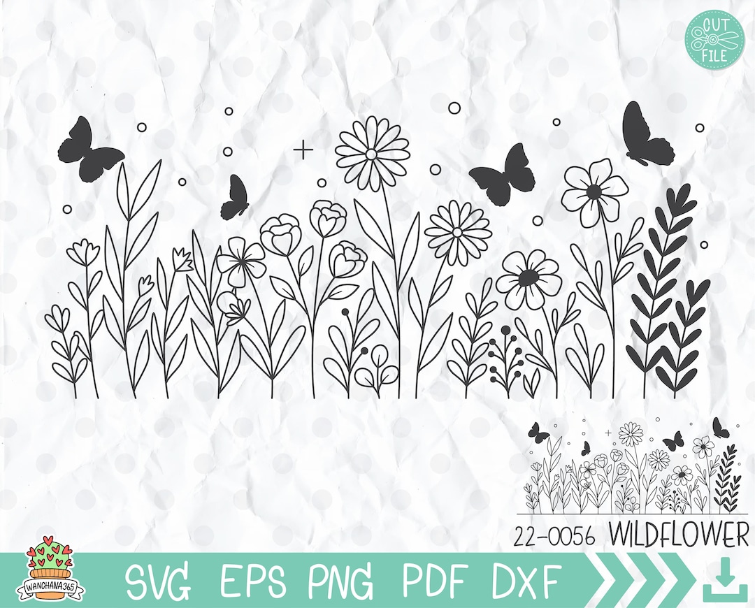 Flower Svg Wildflower Svg Flowers and Leaf Bouquet Svg - Etsy