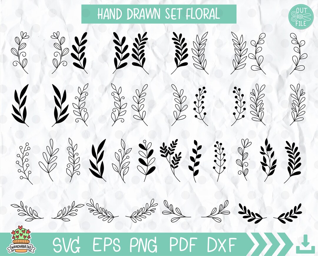26 Leaves Svg Bundle, Hand Drawn Leaves Svg Bundles, Paper Leaf ...
