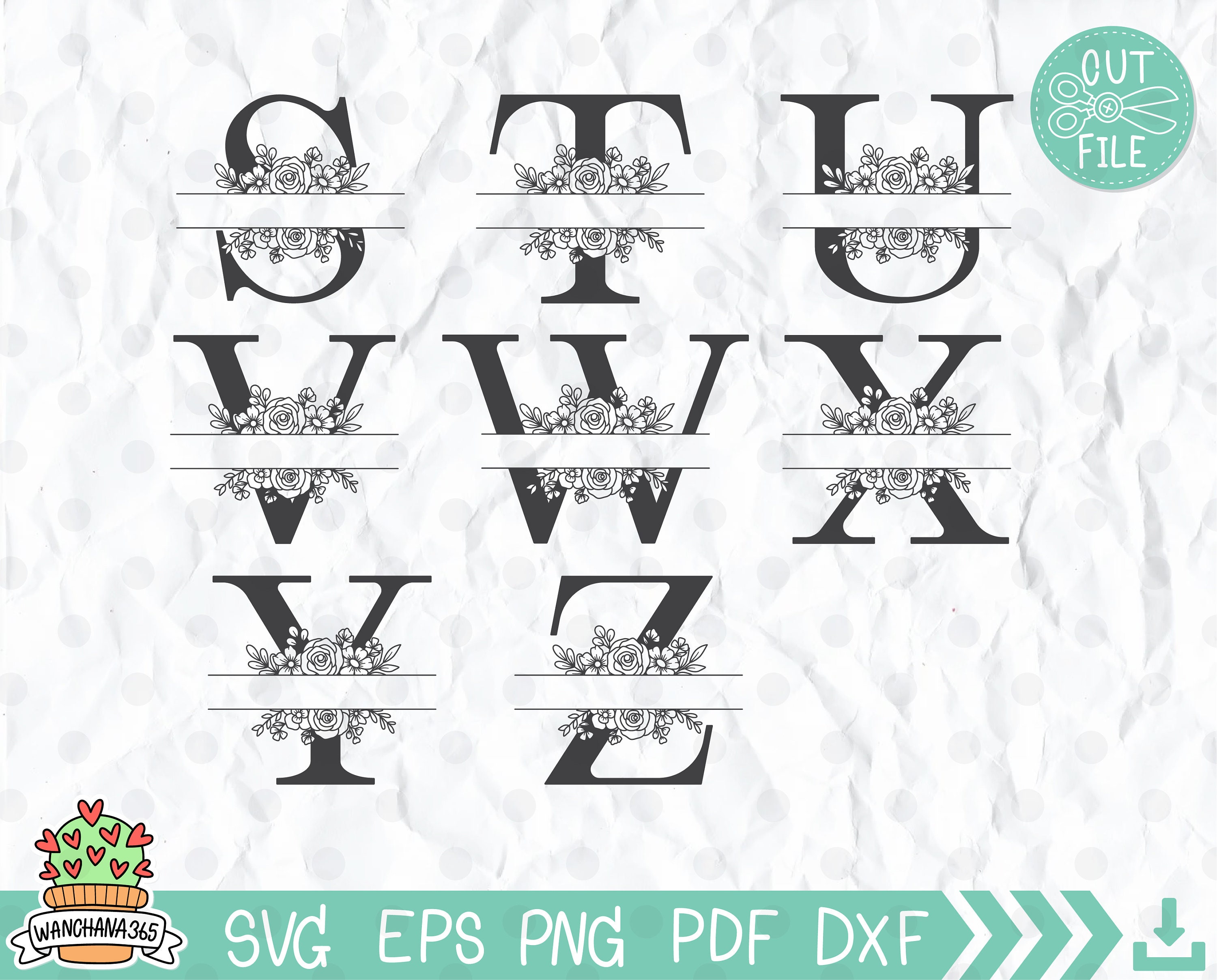 Split Monogram Letters A-Z Svg Png Dxf and Eps Files - Etsy