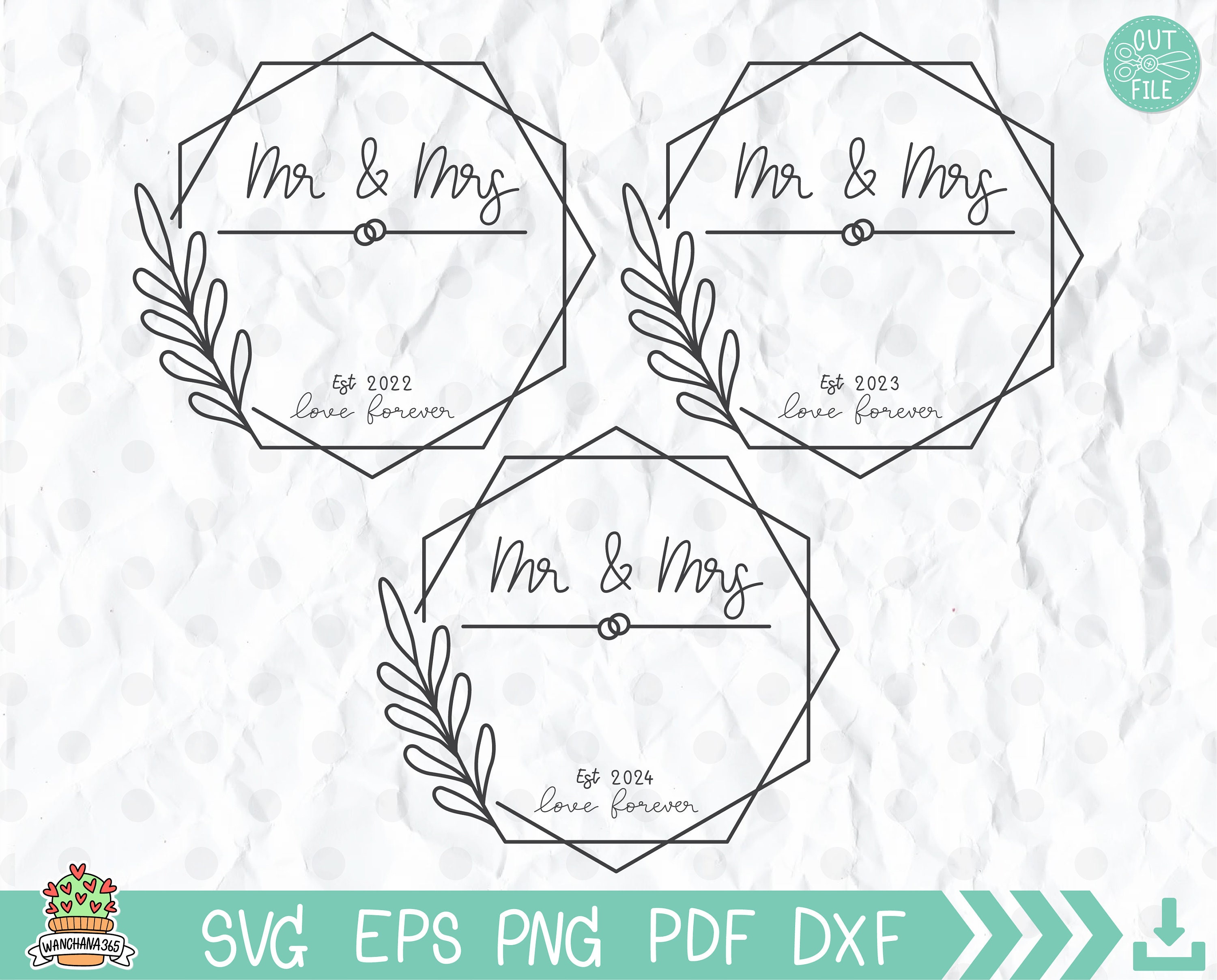Mr and Mrs Split Monogram Svg Geometric Minimalistic Wedding - Etsy