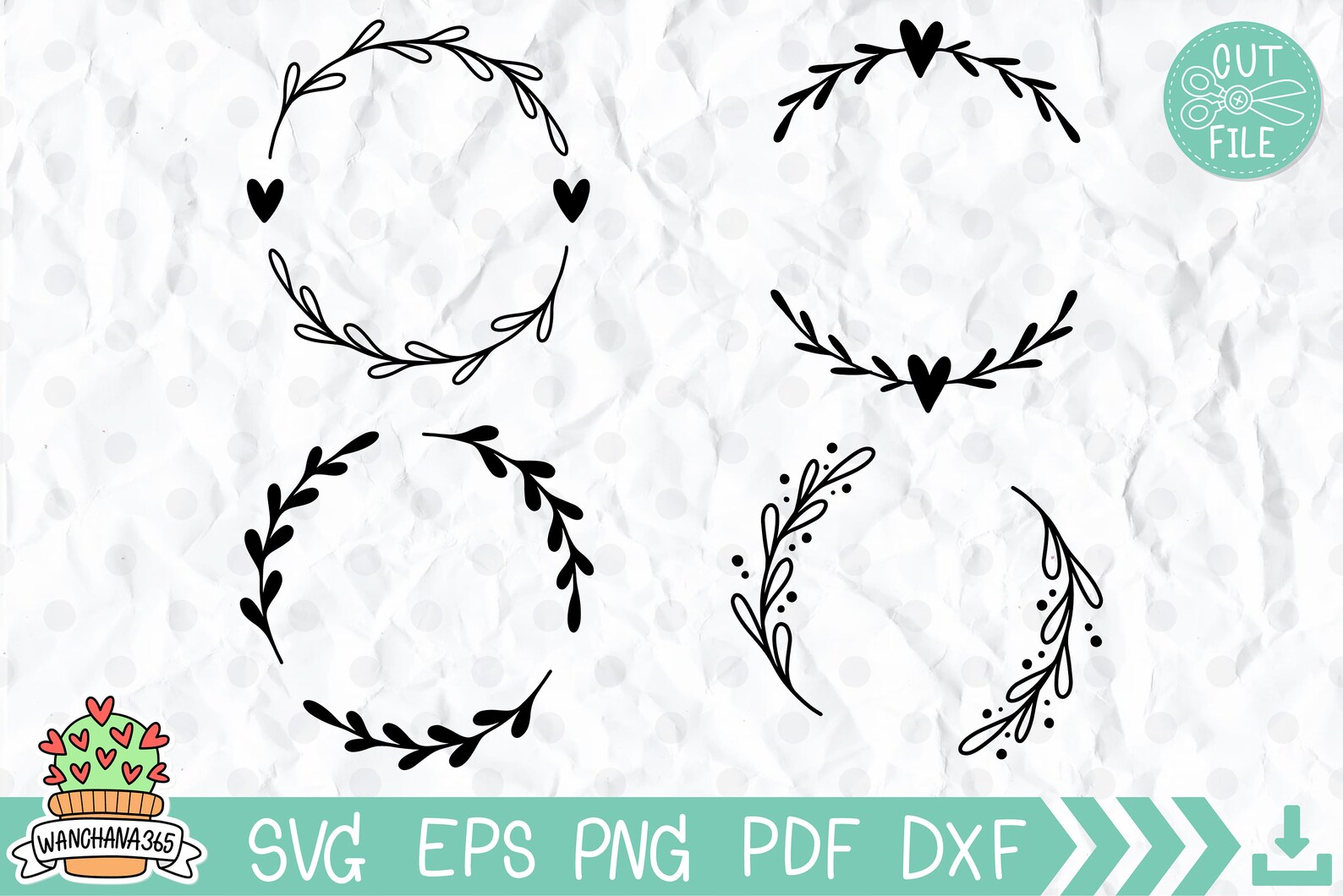 Couronne cilpart SVG Feuilles clipart cercle cadre svg | Etsy