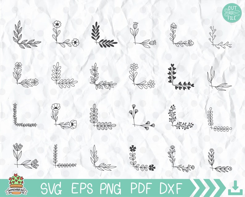 Flower Corner Svg Bundle Corner Svg Flower Border SVG | Etsy