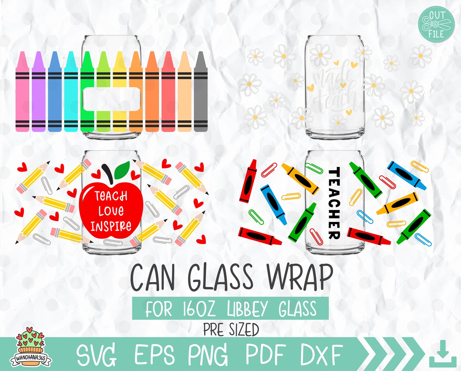 Teacher Glass Can Svg Bundle 16 Oz Libbey Can Svg Retro Teacher ...