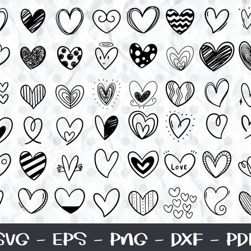 60 Doodle Heart Svg Sketch Heart Svg Hand Drawn Heart Svg - Etsy