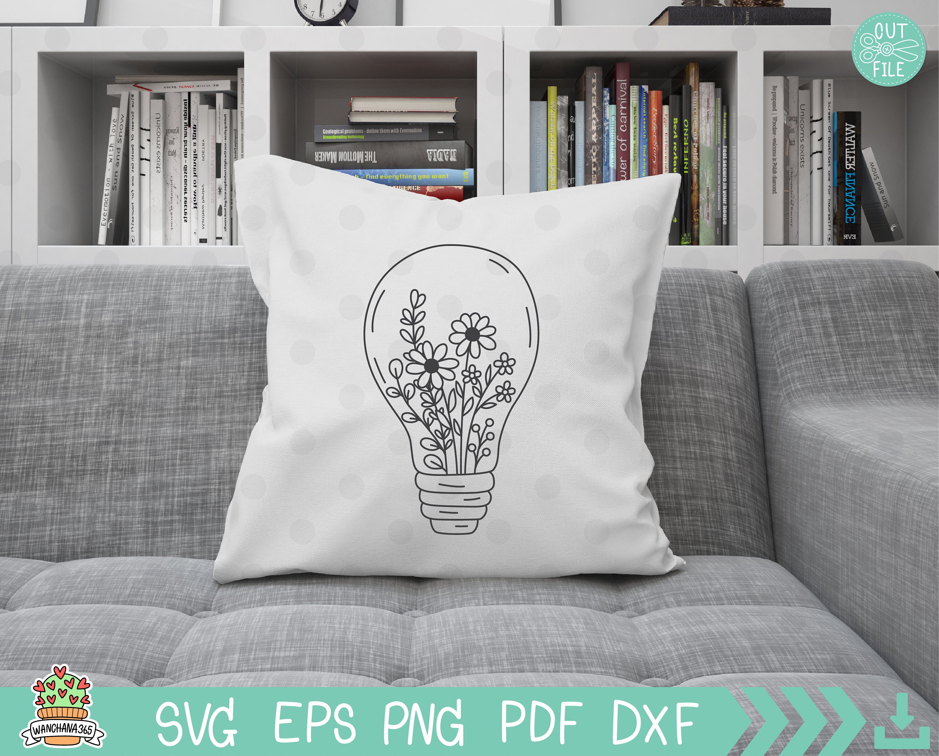 Wildflower Lightbulb Svg Flowers and Leaf Bouquet Svgflower - Etsy