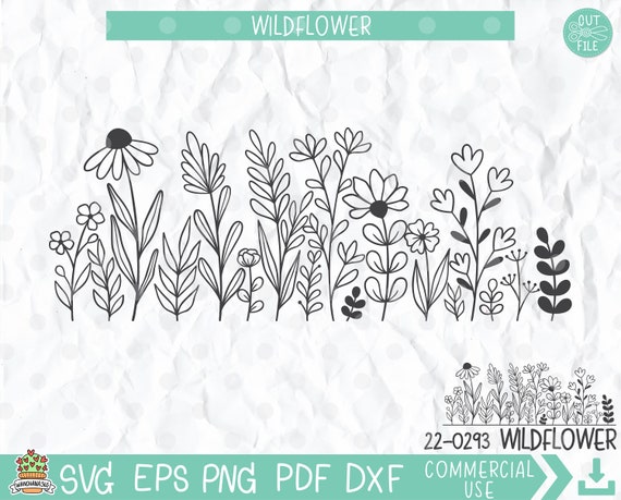 Wildflower Svg Wildflowers Meadow Border Svg Flowers and - Etsy