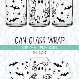 Ghost Flower Libbey Can Glass SVG: Halloween Cricut Files (16oz) - Etsy