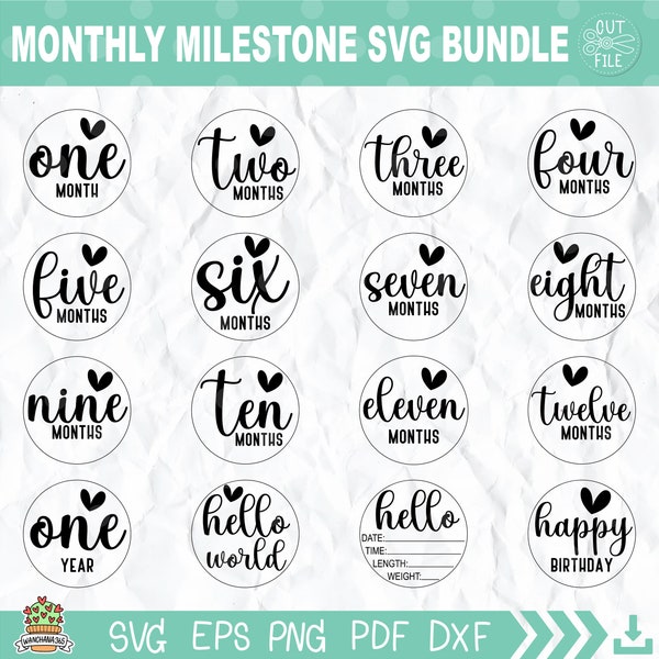 Baby Monthly Milestone Svg - Etsy