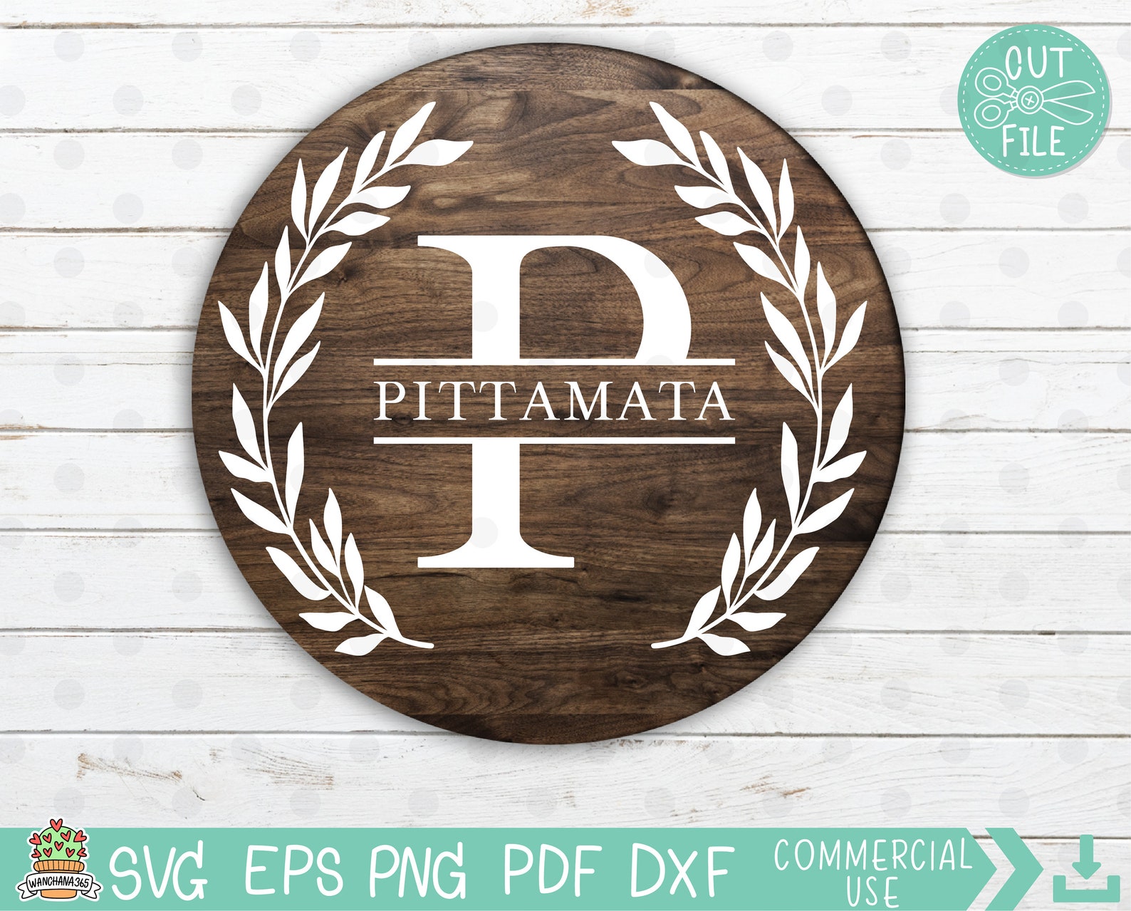 Alphabet Split Monogram Svg, Wreath Alphabet Svg, Last Name Svg, Laurel ...