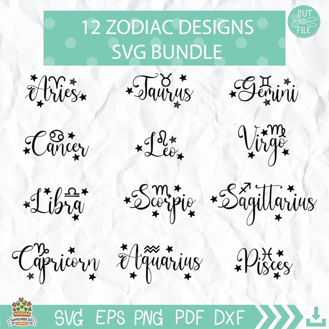 Zodiac Svg Bundle, Astrology Signs Svg, Zodiac Symbols Svg ...