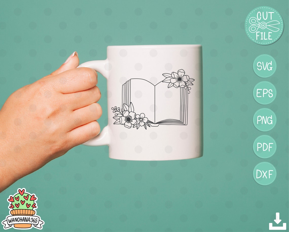 Books Svg Teacher Shirt Svg Books With Flowers Monogram Svg - Etsy