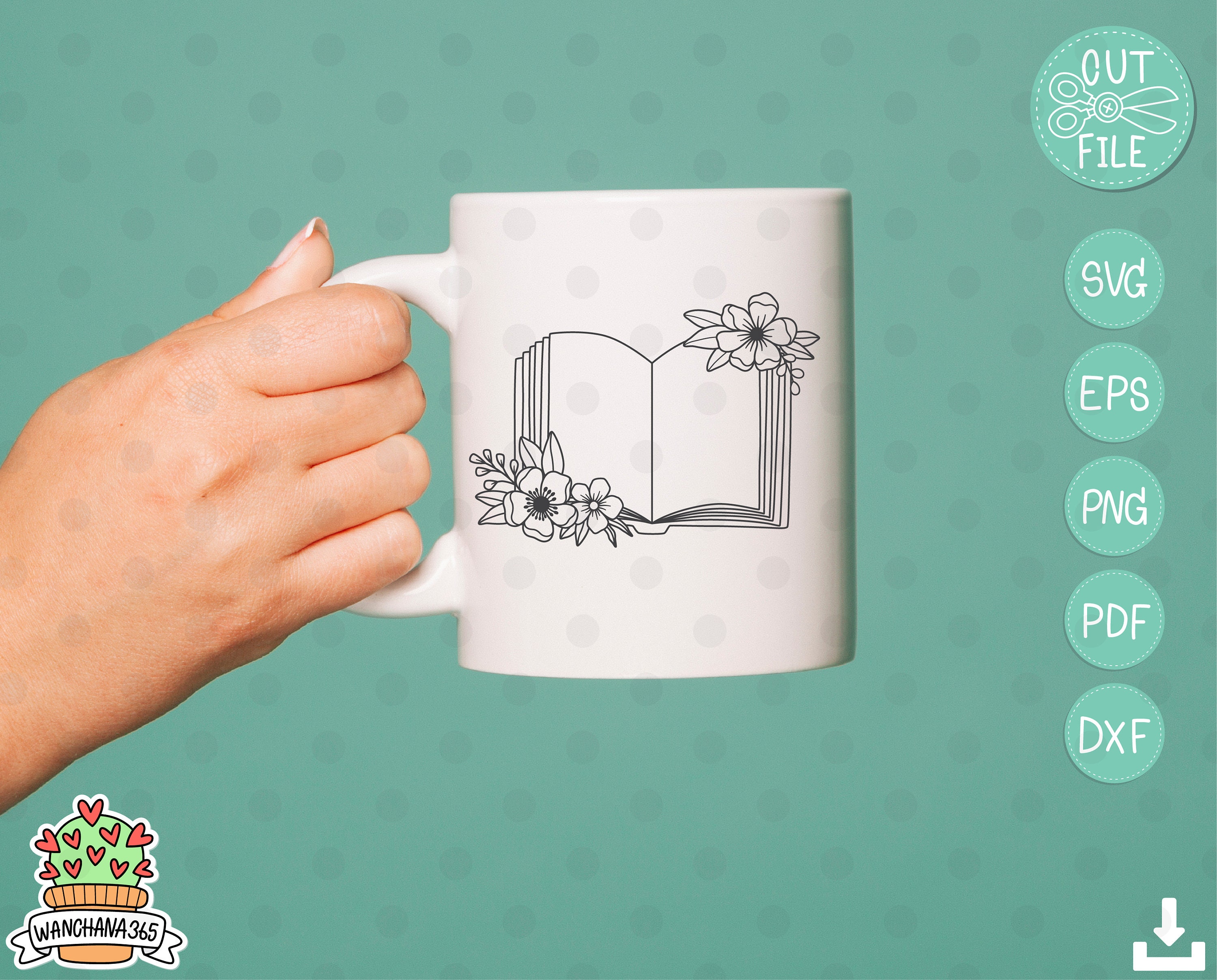 Books Svg Teacher Shirt Svg Books With Flowers Monogram Svg - Etsy