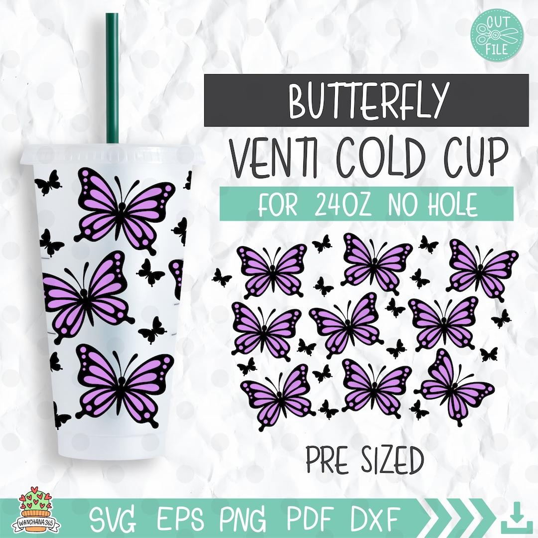 No Hole Butterfly 24oz Venti Cold Cup. No Gap Butterflies Venti Cold ...