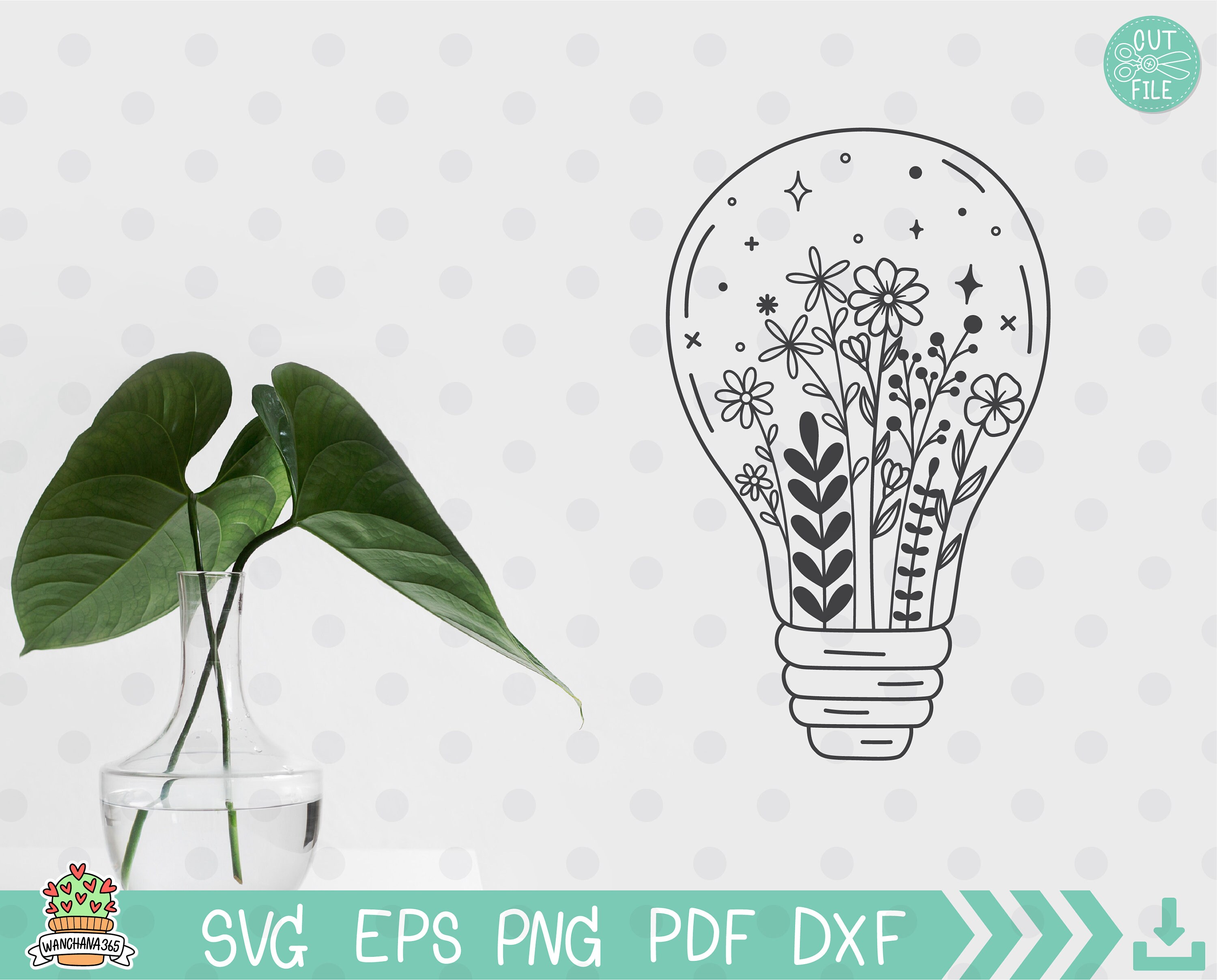 Wildflower Light Bulb Svg Light Bulb Svg Wildflower - Etsy
