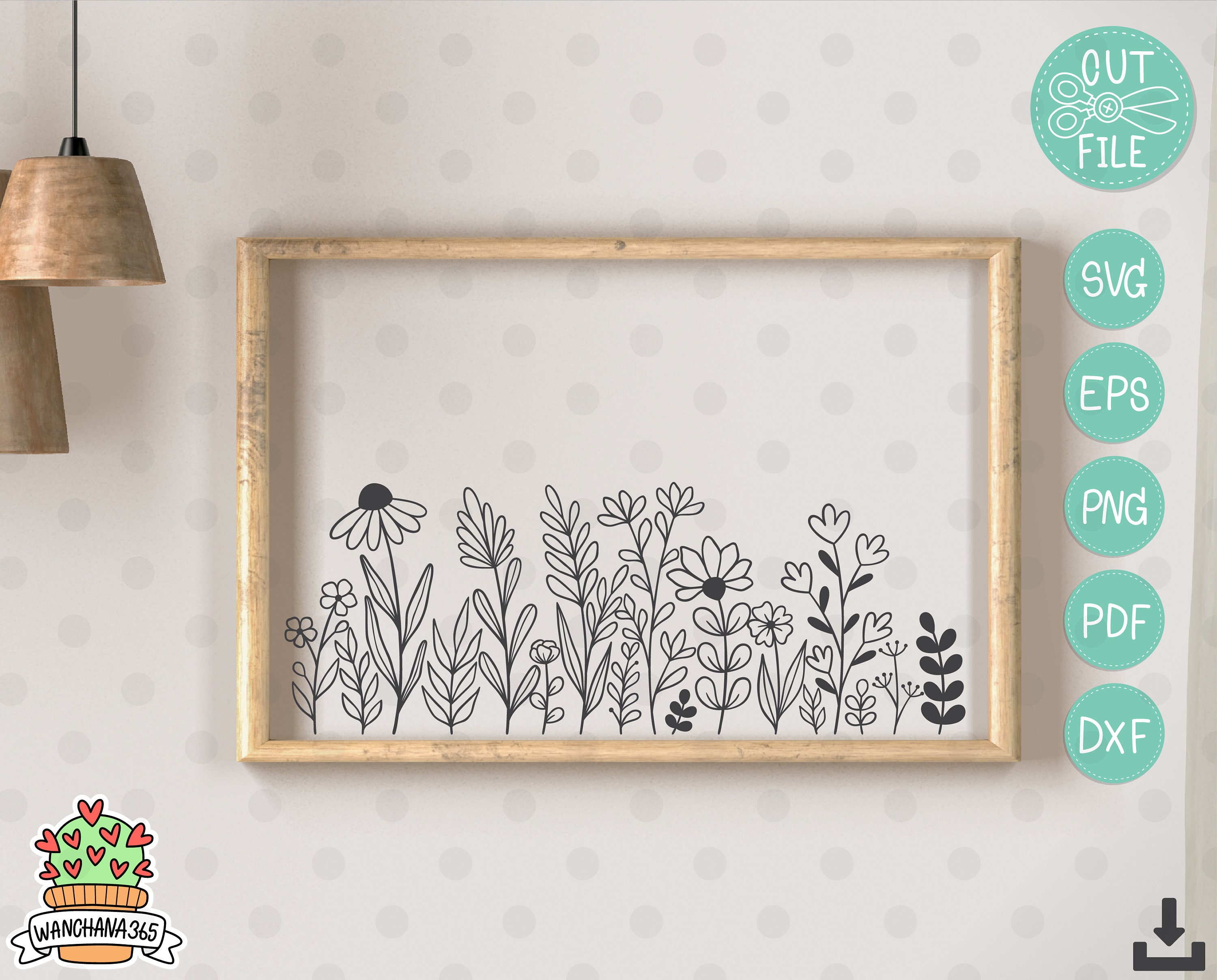 Wildflower Svg Wildflowers Meadow Border Svg Flowers and - Etsy