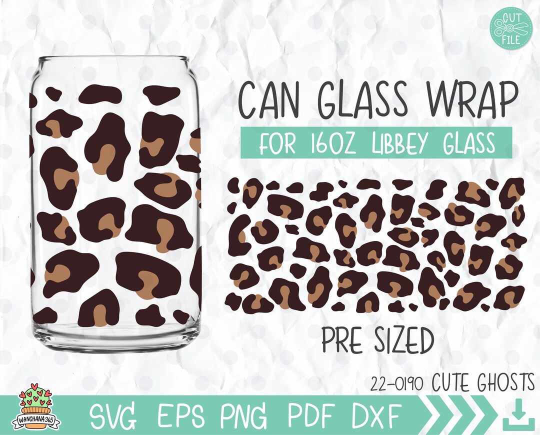 Leopard Cheetah Libbey Glass Can 16oz, Animal Print Libbey Glass Can ...