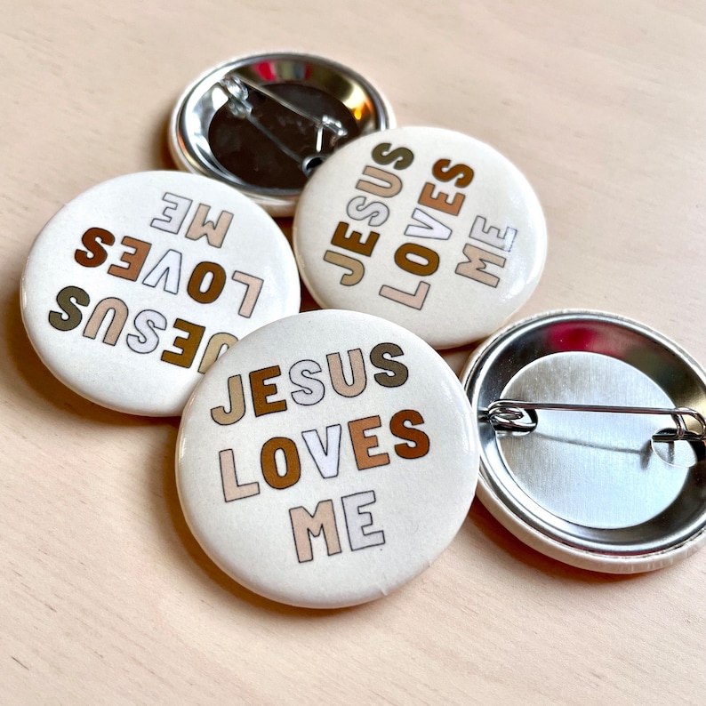 Jesus Loves Me Button / Pin Back Buttons / Christian Pins - Etsy