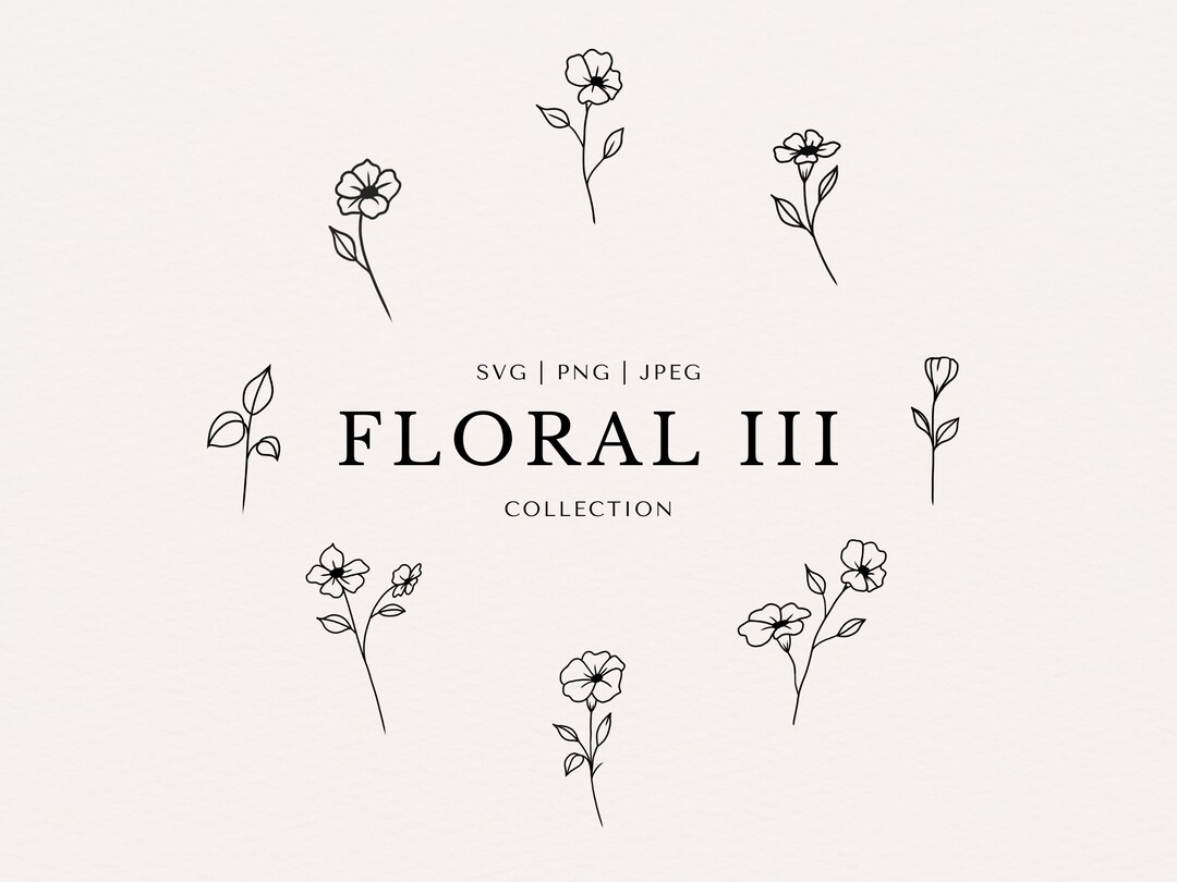 Floral 3 Clip Art Set | Minimal Abstract Line Art | Fine Line | SVG ...