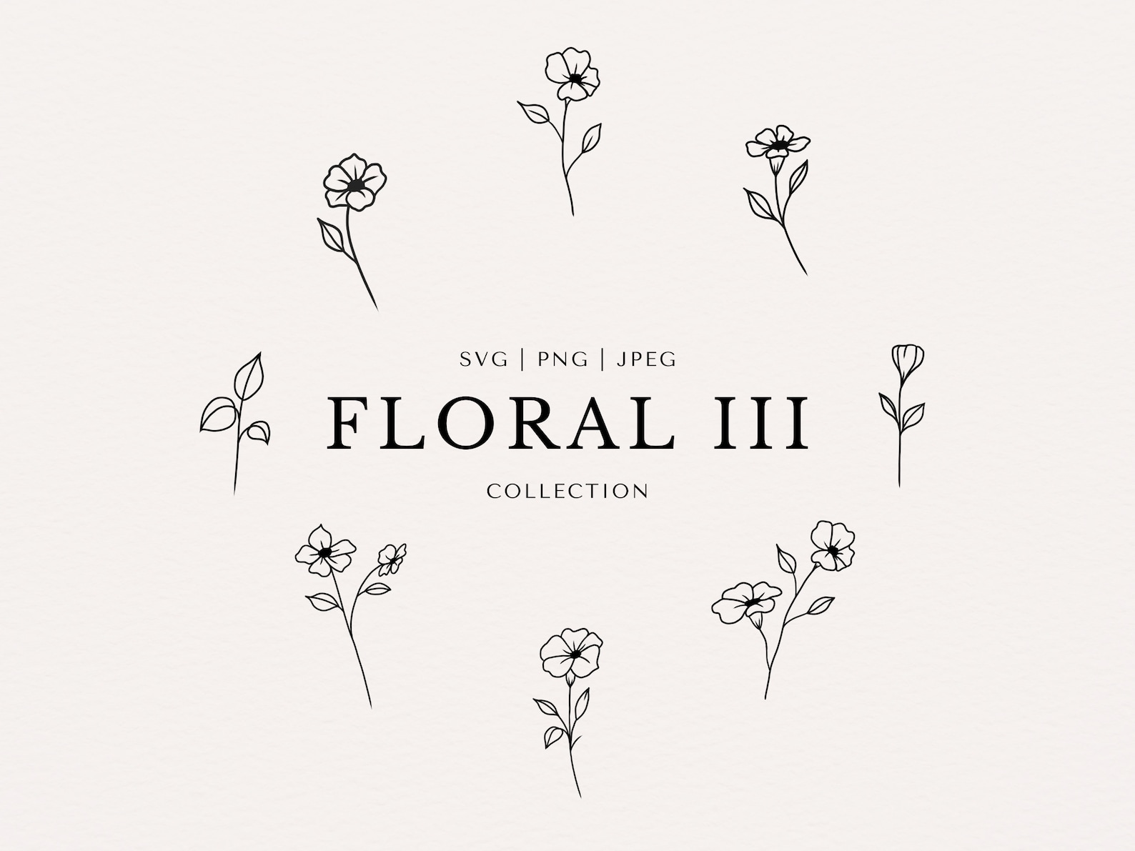 Floral 3 Clip Art Set | Minimal Abstract Line Art | Fine Line | SVG ...