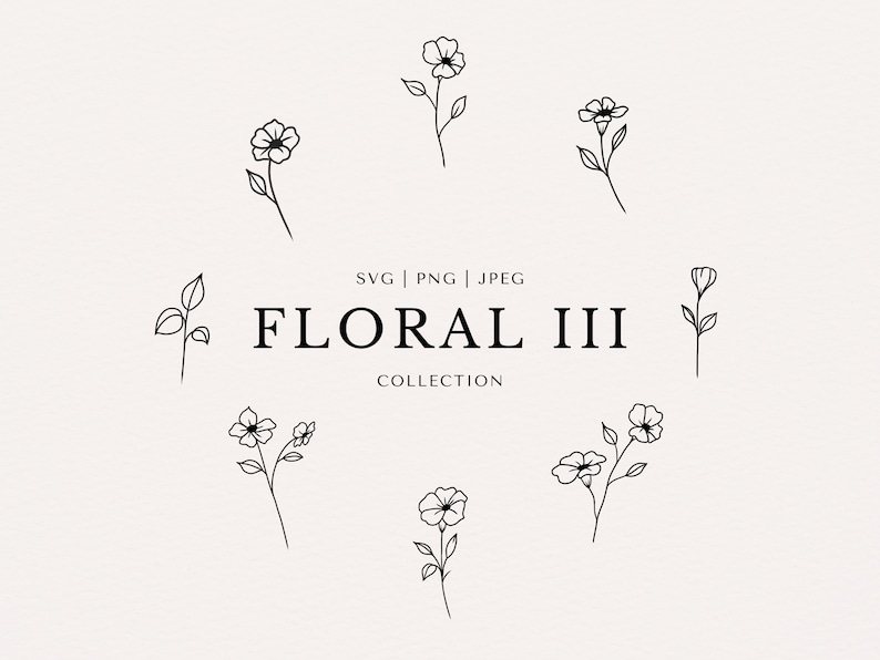 Floral 3 Clip Art Set | Minimal Abstract Line Art | Fine Line | SVG ...