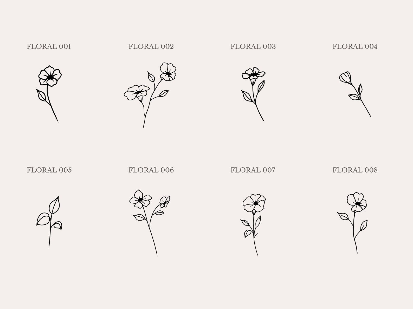 Floral 3 Clip Art Set | Minimal Abstract Line Art | Fine Line | SVG ...