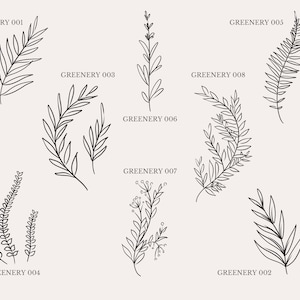 Greenery Line Clip Art Set | Minimal Abstract Line Art | Fine Line ...