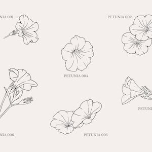 Petunia Clip Art Set | Minimal Abstract Line Art | Fine Line | SVG ...
