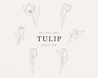 Peony Clip Art Set | Minimal Abstract Line Art | Fine Line | SVG | PNG ...