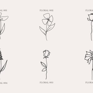 Floral Line Clip Art Set | Minimal Abstract Line Art | Fine Line | SVG ...