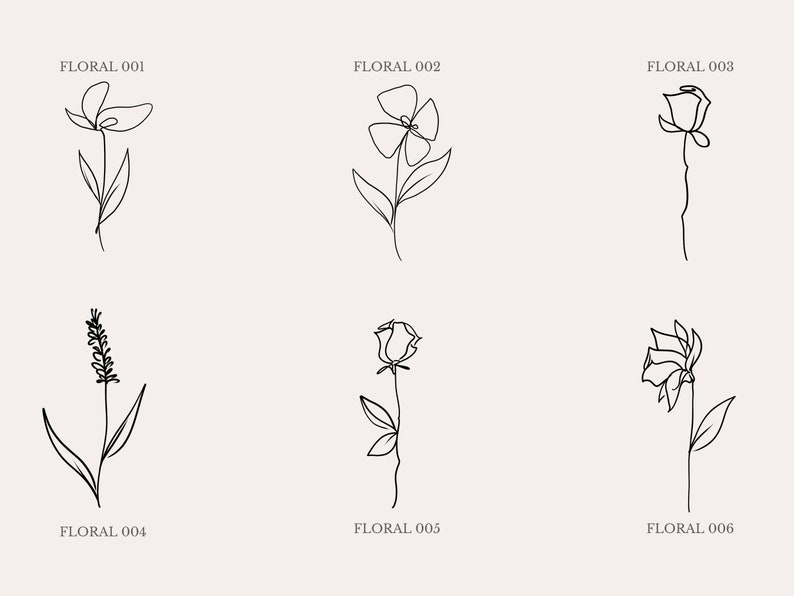 Floral Line Clip Art Set | Minimal Abstract Line Art | Fine Line | SVG ...