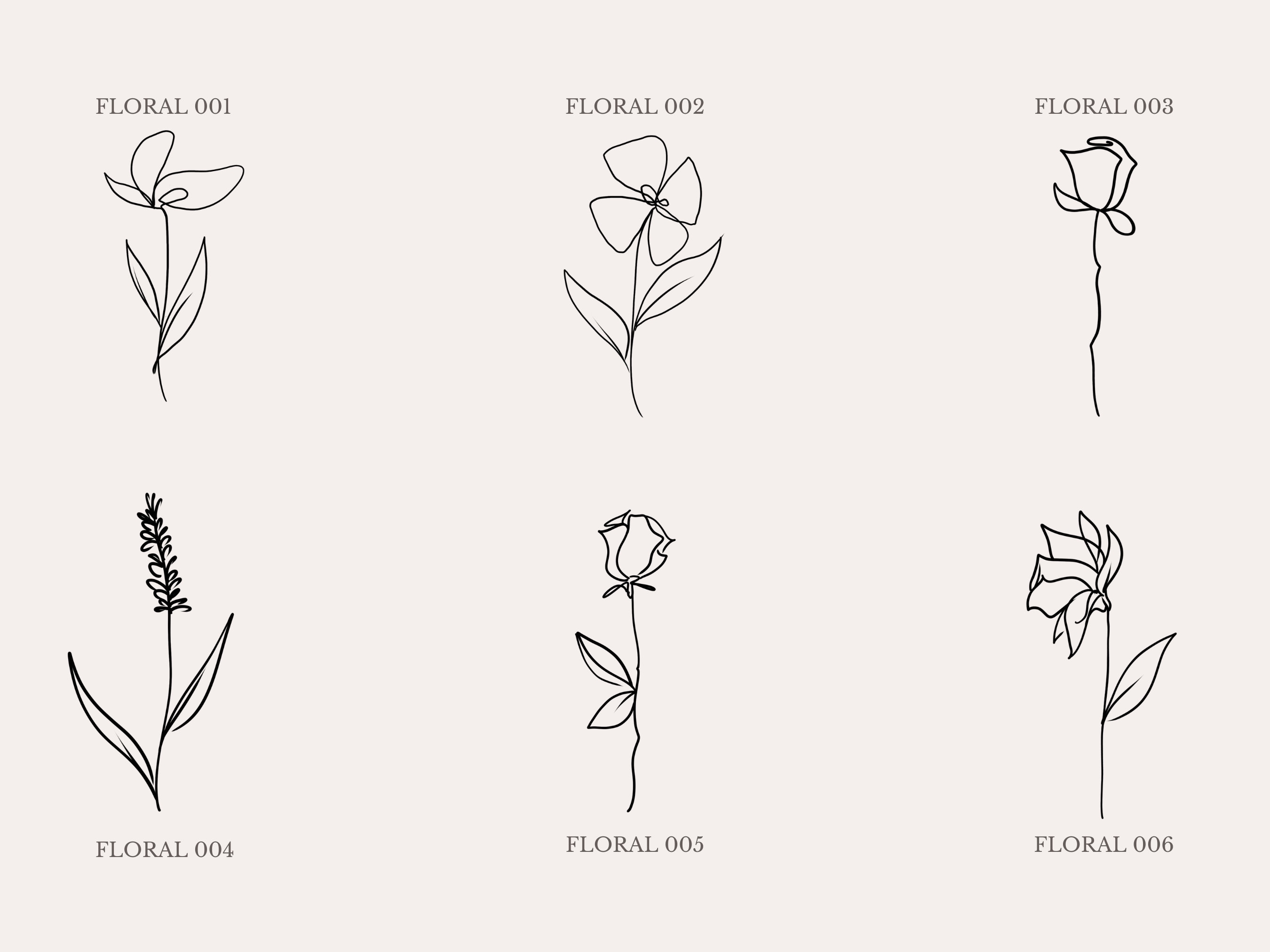 Floral Line Clip Art Set | Minimal Abstract Line Art | Fine Line | SVG ...