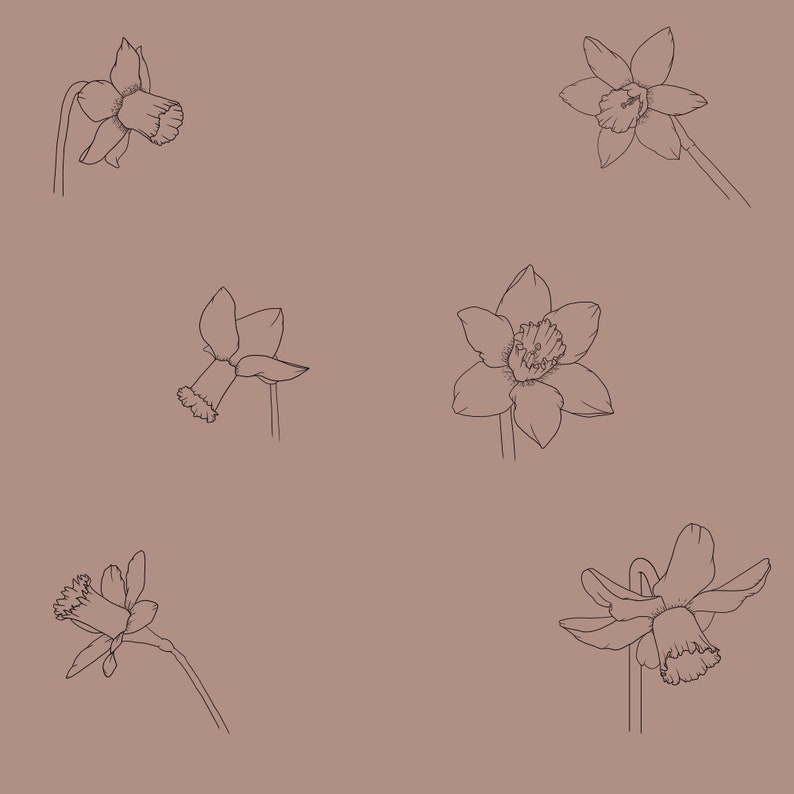 Daffodil Clip Art Set Minimal Abstract Line Art Fine Line - Etsy