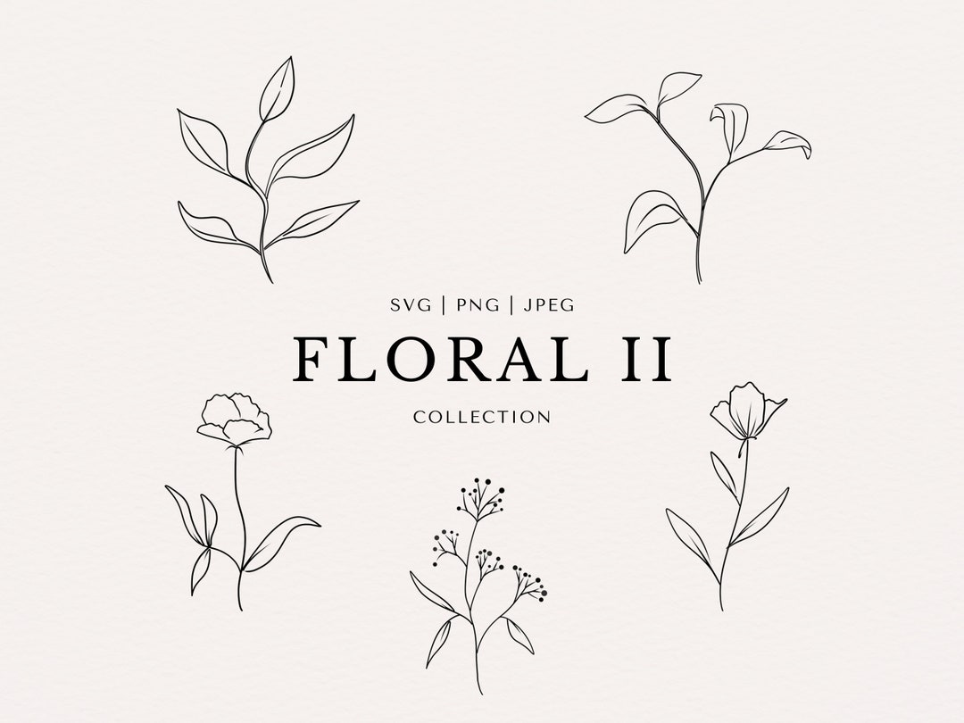 Floral 2 Clip Art Set | Minimal Abstract Line Art | Fine Line | SVG ...